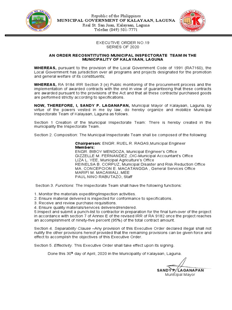 EO Inspectorate Team AM2020 | PDF | Common Law | Government