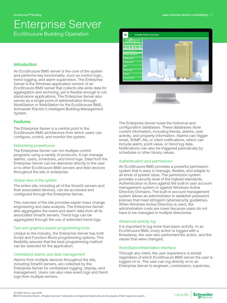 01.1 Enterprise Server - EcoStruxure Building Operation | PDF | World ...