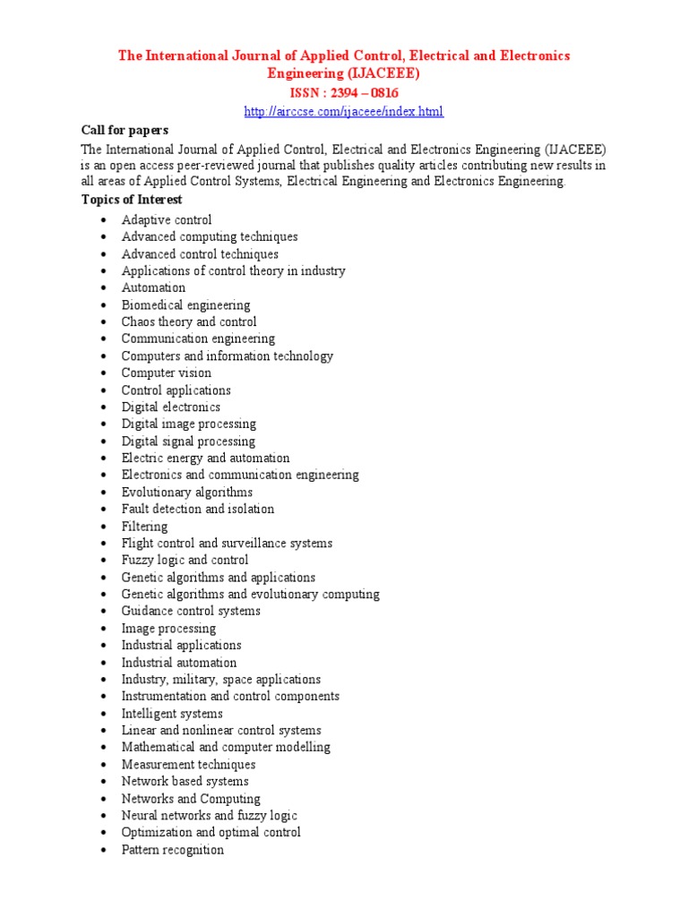 The International Journal of Applied Control Electrical and Electronics ...