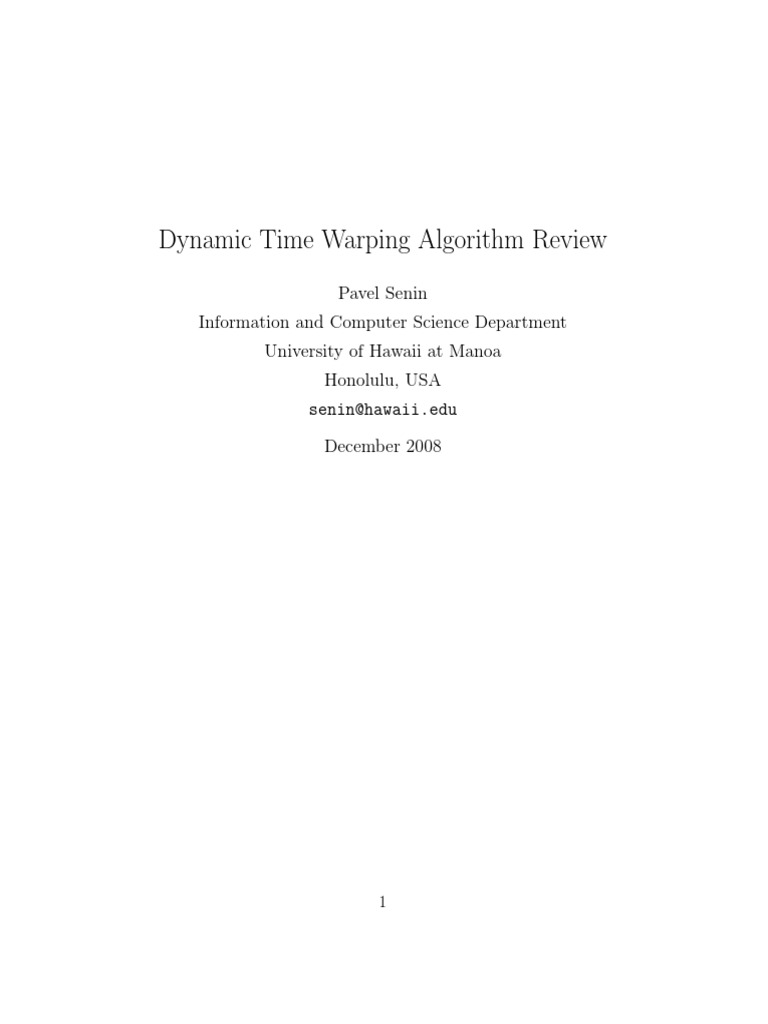 Dynamic Time Warping Algorithm Review PDF | PDF | Time Series | Applied ...