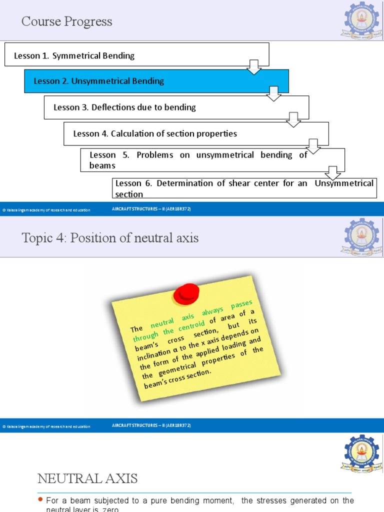 Aircraft Structures-II - U1 - L1 - T4 - Position of The Neutral Axis | PDF | Bending | Beam ...