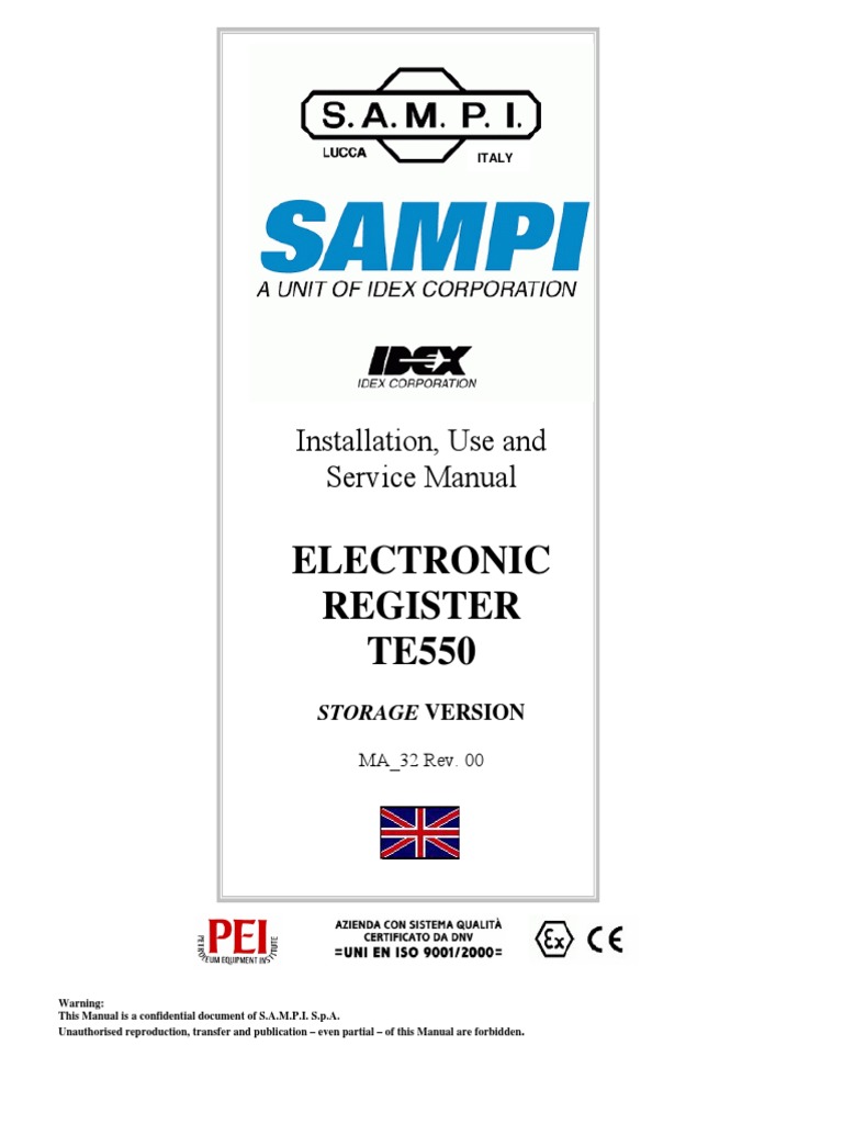 Electronic Register TE550: Installation, Use and Service Manual | PDF | Parameter (Computer ...
