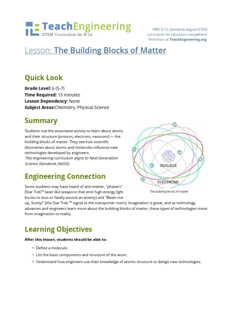 The Building Blocks of Matter | PDF | Atoms | Matter