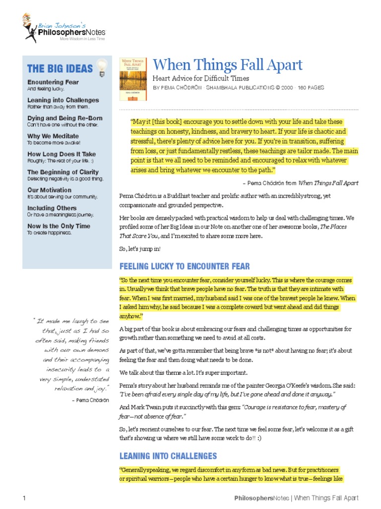 When Things Fall Apart PDF | PDF | Metaphysics Of Mind | Psychological ...