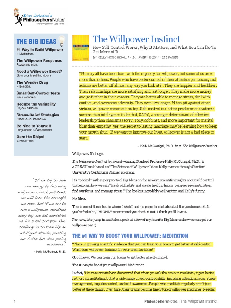 The Willpower Instinct | Download Free PDF | Self Control | Self-Management