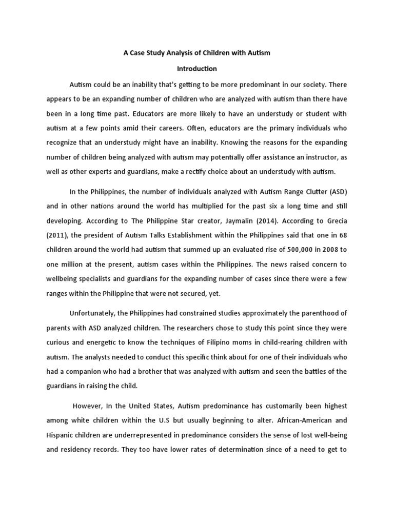 A Case Study Analysis of Children With Autism | PDF | Autism | Autism ...