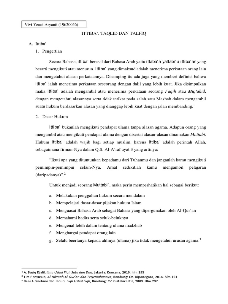 Ittiba, Taqlid Dan Talfiq | PDF | Agama & Spiritualitas