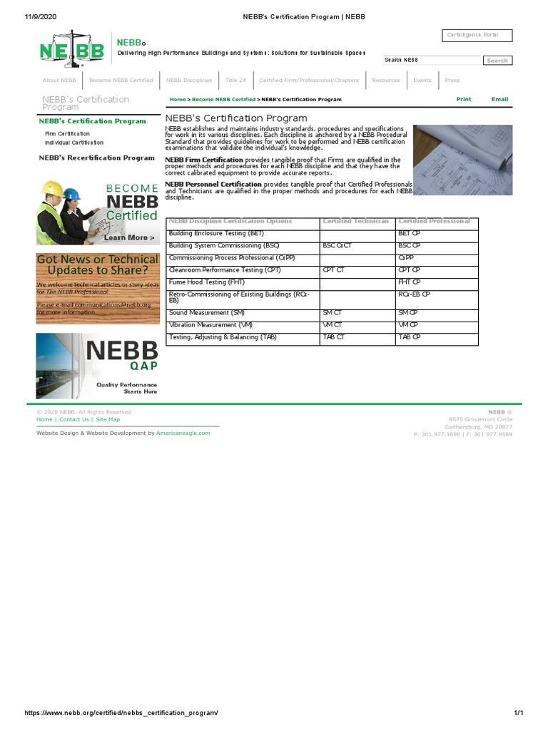 NEBB's Certification Program - NEBB | PDF | Automation | Building ...