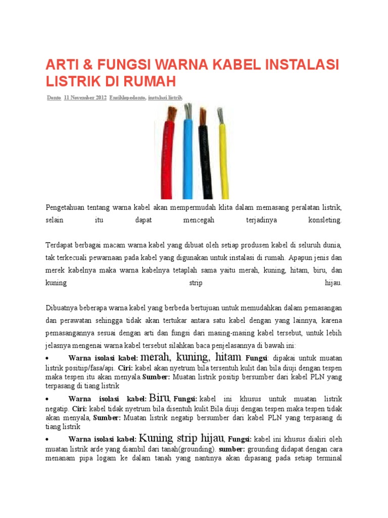 Arti Warna Kabel Listrik | PDF