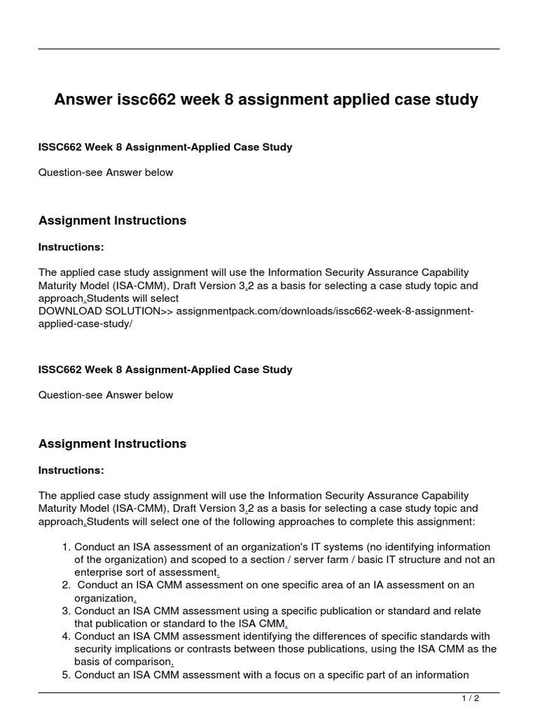 Issc662 Week 8 Assignment Applied Case Study PDF | PDF | Information ...