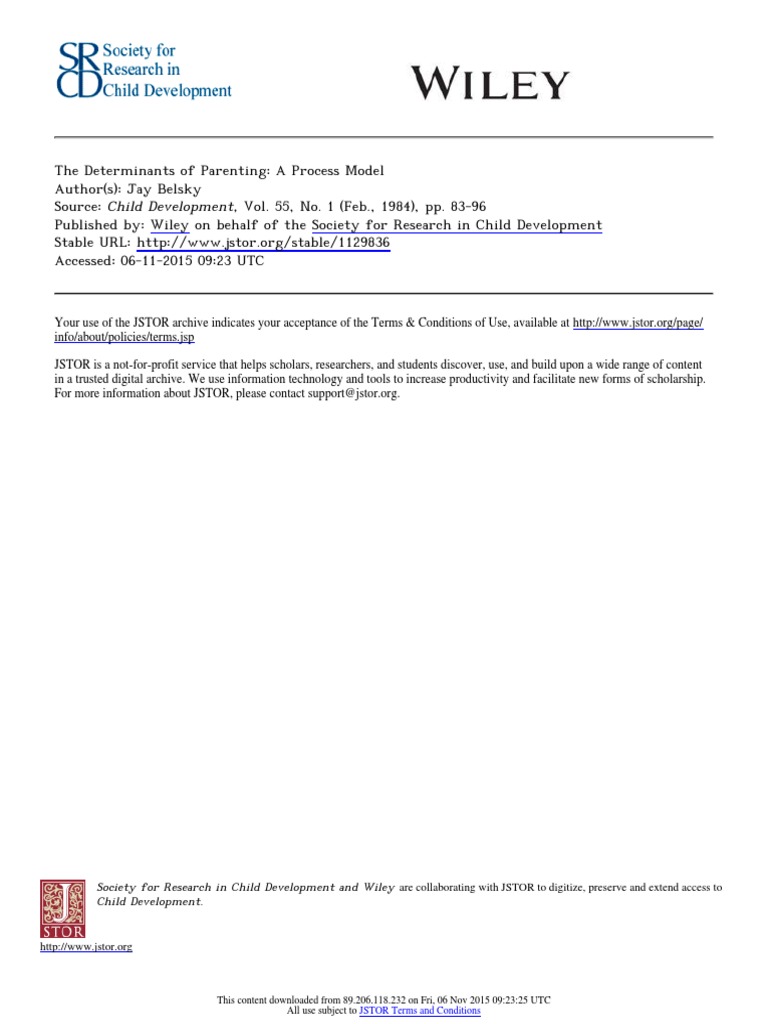 Belsky, 1984, The Determinants of Parenting-A Process Model | PDF ...