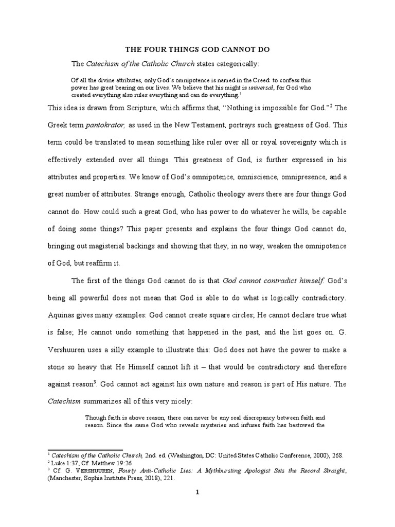 The Four Things God Cannot Do | PDF | Thomas Aquinas | God