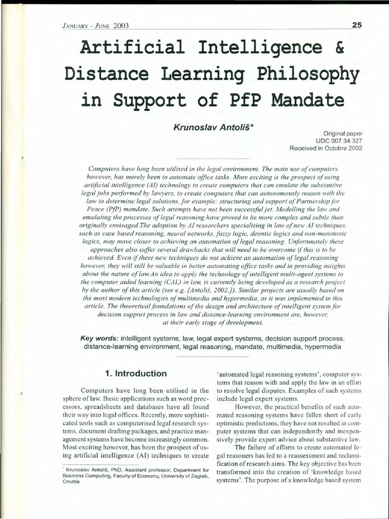 Antoliš, Krunoslav - Artificial Intelligence and Distance Learning ...