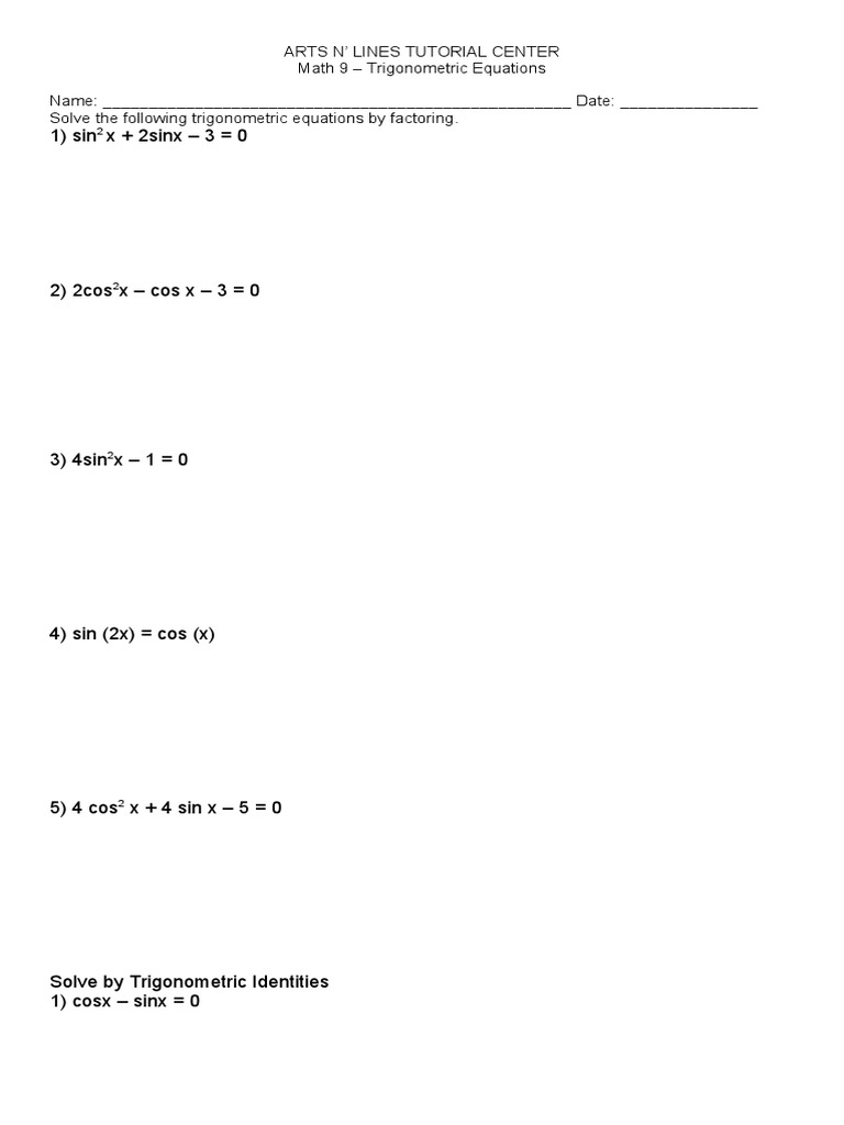 Trigonometric Equations Tutorial Guide | PDF