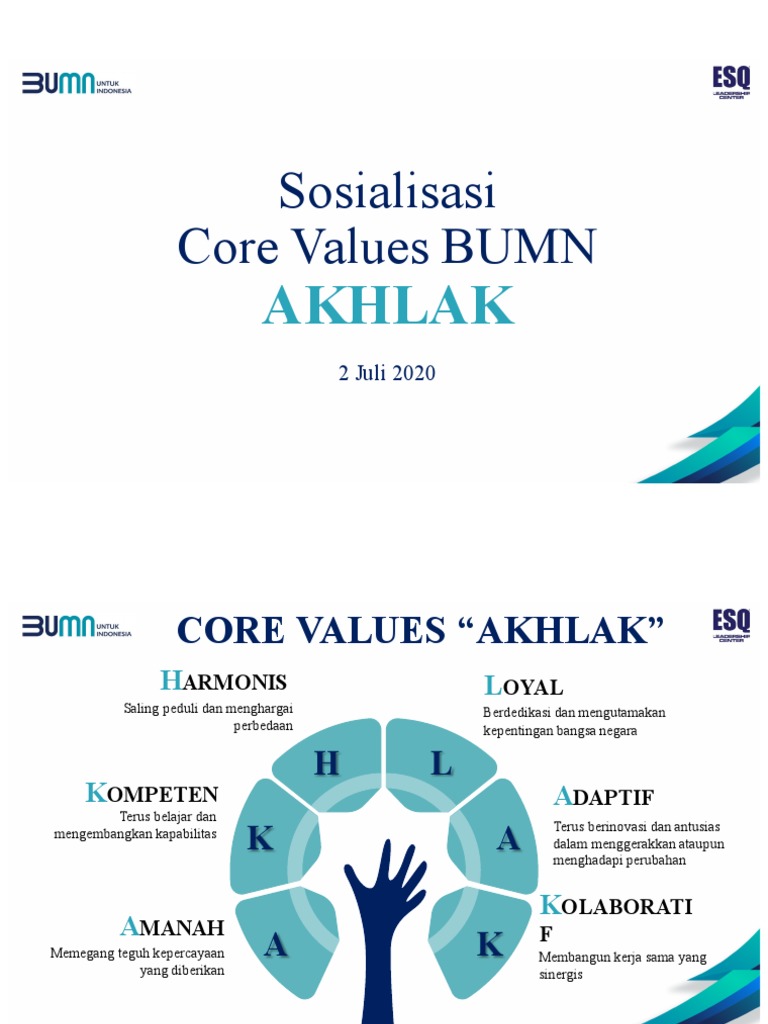 Sosialisasi Core Values BUMN: Akhlak | PDF | Philosophical Theories ...