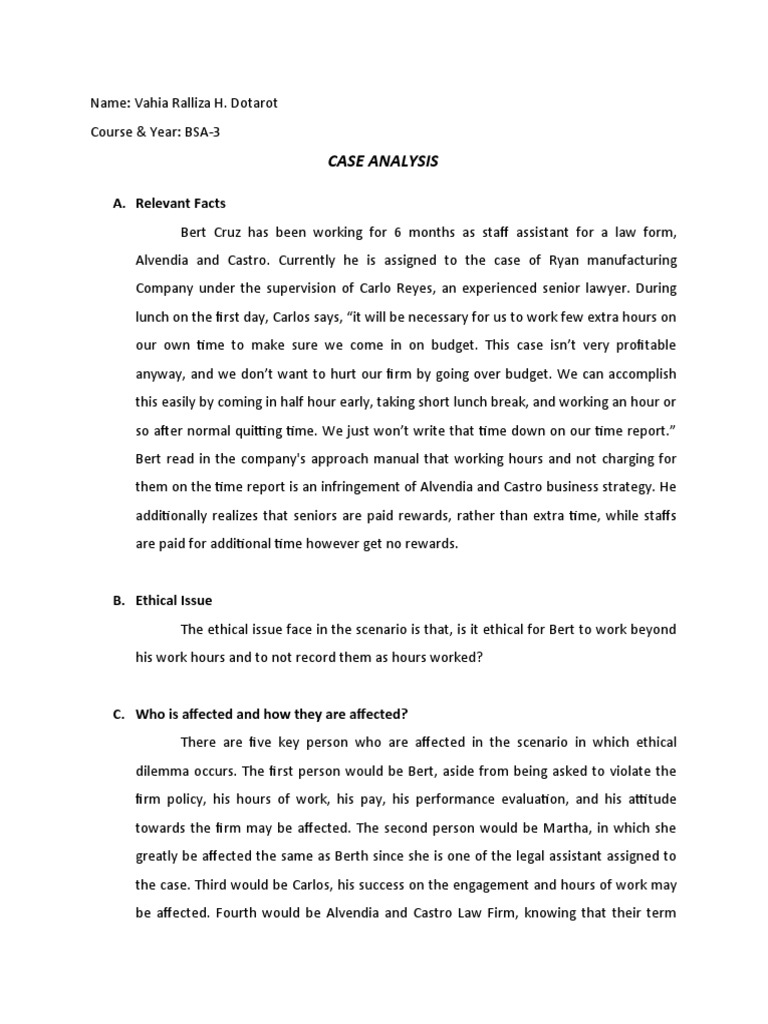Case Analysis: A. Relevant Facts | PDF | Morality | Behavior