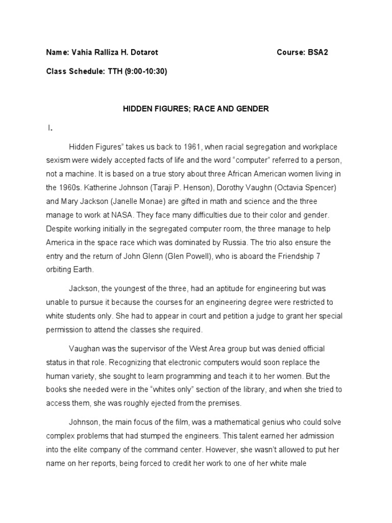 Movie Review | PDF | Hidden Figures | Gender Equality