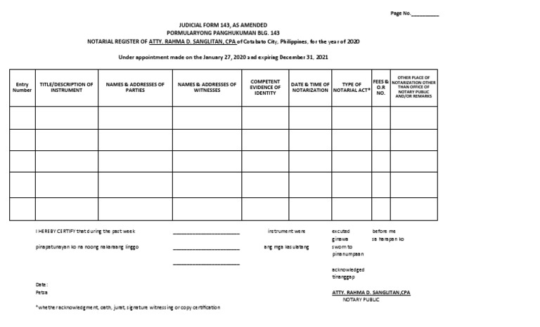 Judicial Form 143 | PDF | Notary Public | Practice Of Law