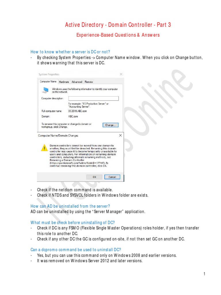 Managing Active Directory Domain Controllers | PDF | Active Directory ...