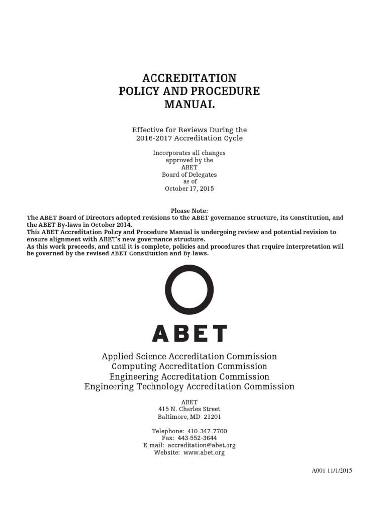 Accreditation Policy and Procedure Manual: Effective For Reviews During ...