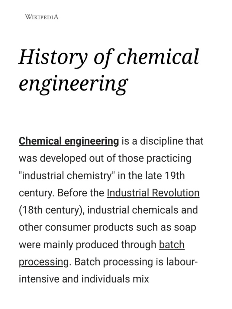 History of Chemical Engineering - Wikipedia | Download Free PDF ...