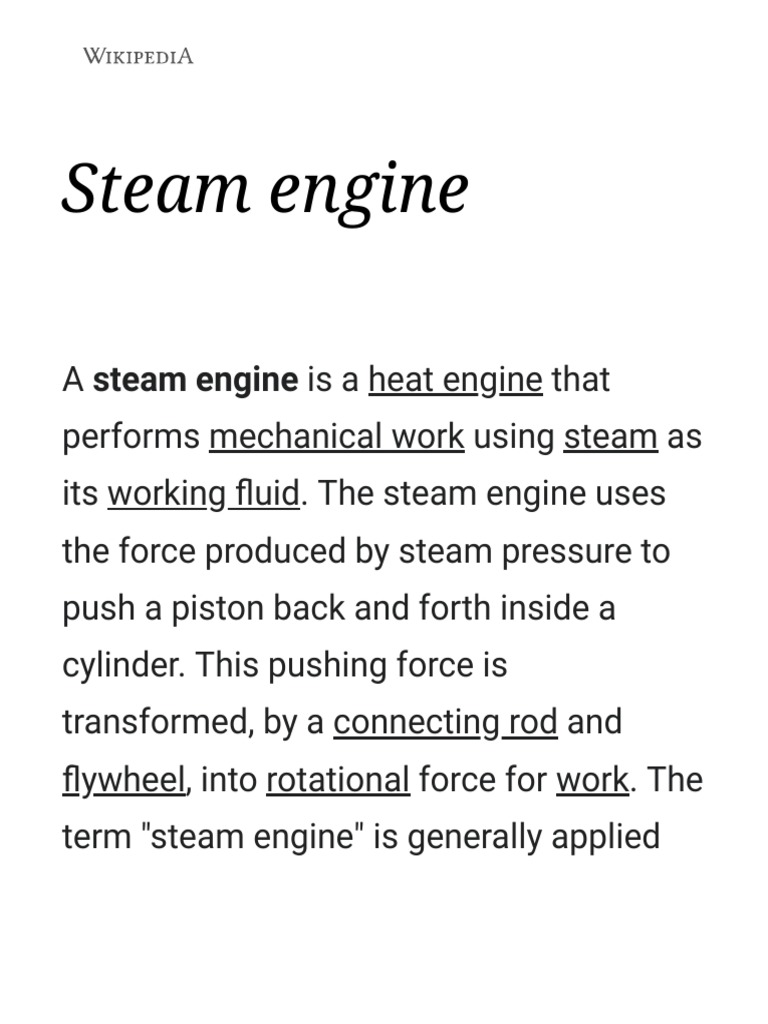 Steam Engine - Wikipedia | PDF | Steam Engine | Engines