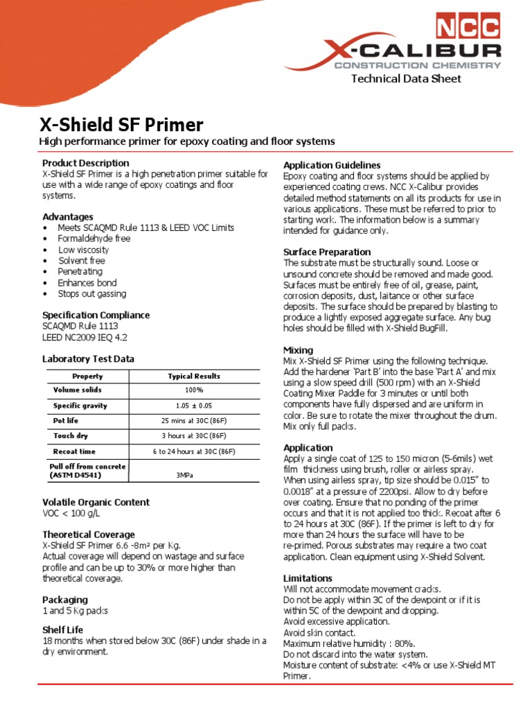 X-Shield SF Primer | PDF | Volatile Organic Compound | Epoxy