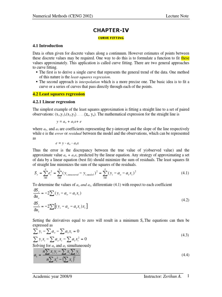 Chapter-4 Curve Fitting PDF | PDF | Least Squares | Spline (Mathematics)