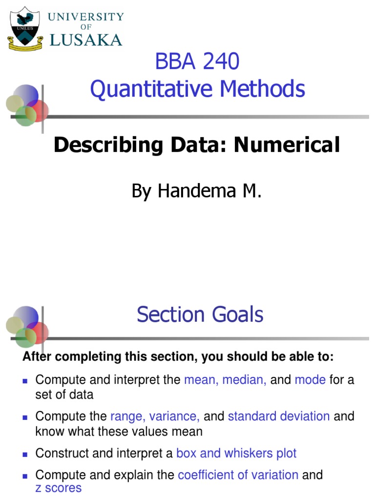 Lecture 2b - Describing Data-Numerical | Download Free PDF | Mean ...