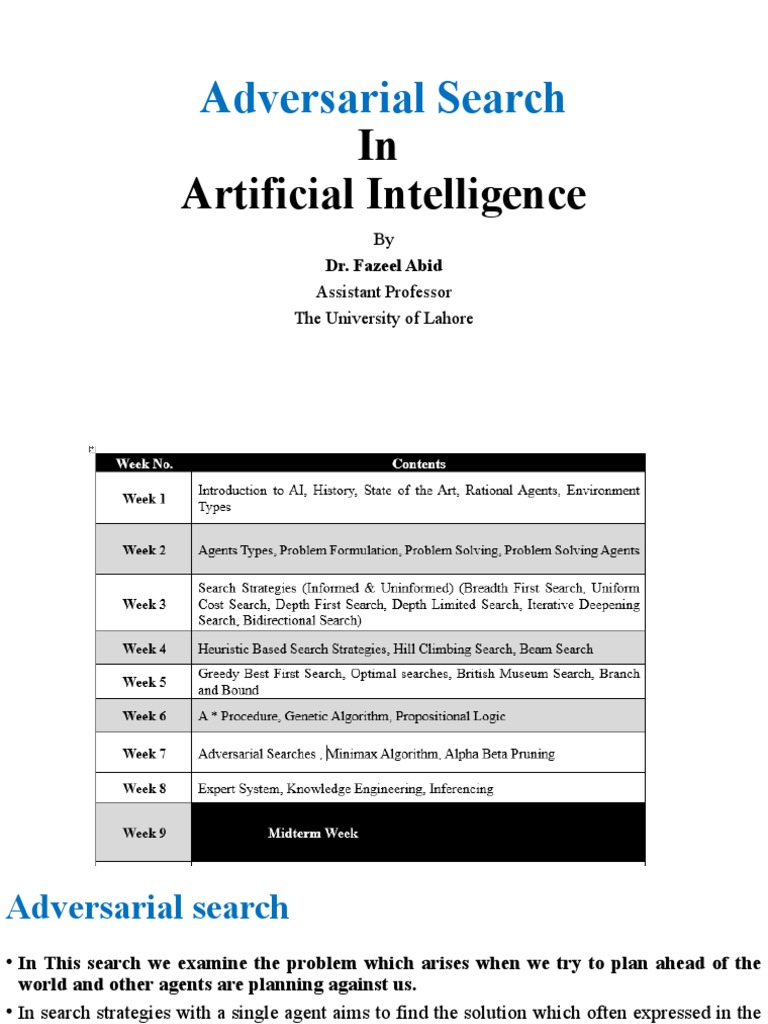 Adversarial Search in Artificial Intelligence: An Analysis of Minimax, Alpha-Beta Pruning, and ...