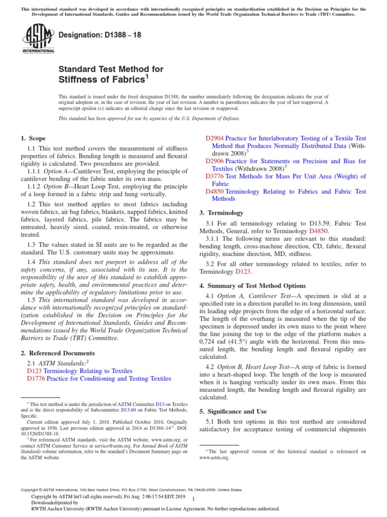 Astm D 1388-18 2019 | PDF | Variance | Accuracy And Precision