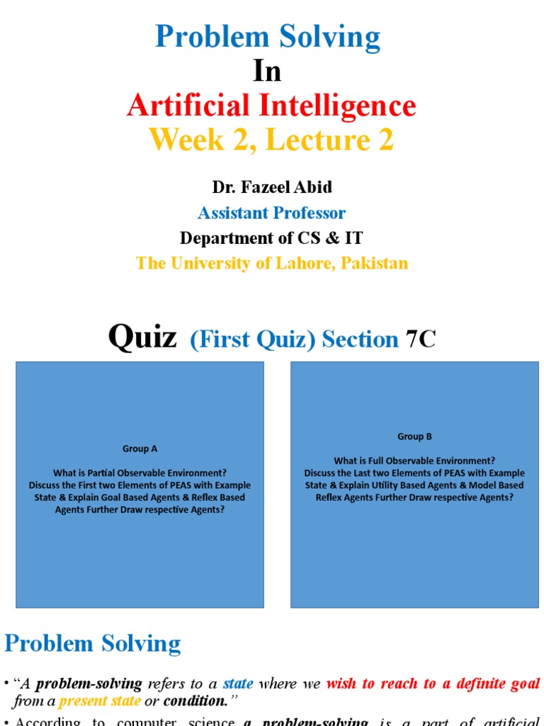 Lecture 2 B Problem Solving Agents Pdf Computational Complexity