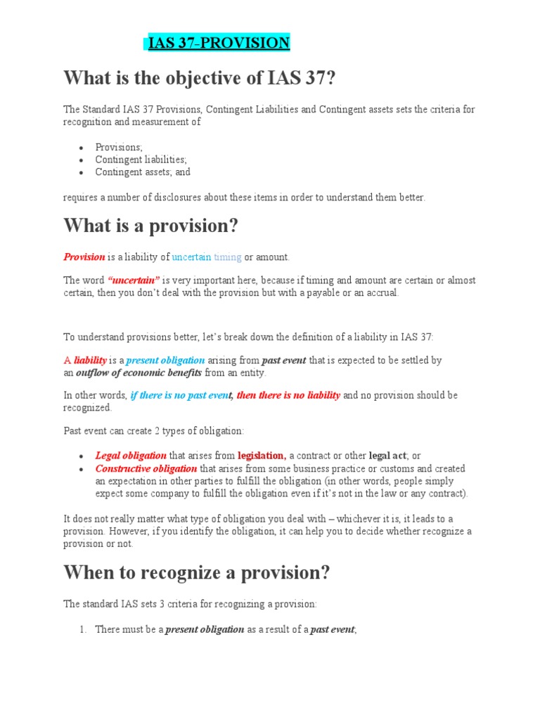 IAS 37 Provision | PDF | International Financial Reporting Standards ...
