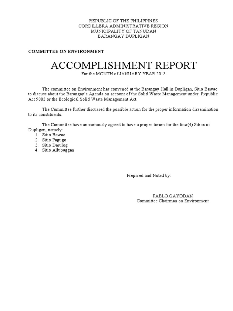 Accomplishment Report DENR | PDF | Policy | Waste