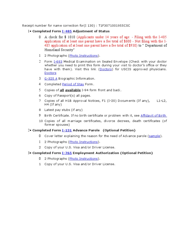 485 Checklist - Family | PDF | Immigration Law | Immigration To The ...
