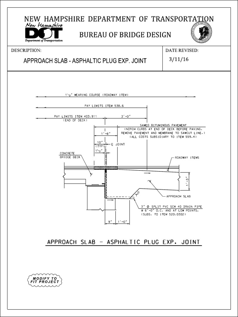 New Hampshire Department of Transportation: Approach Slab - Asphaltic ...