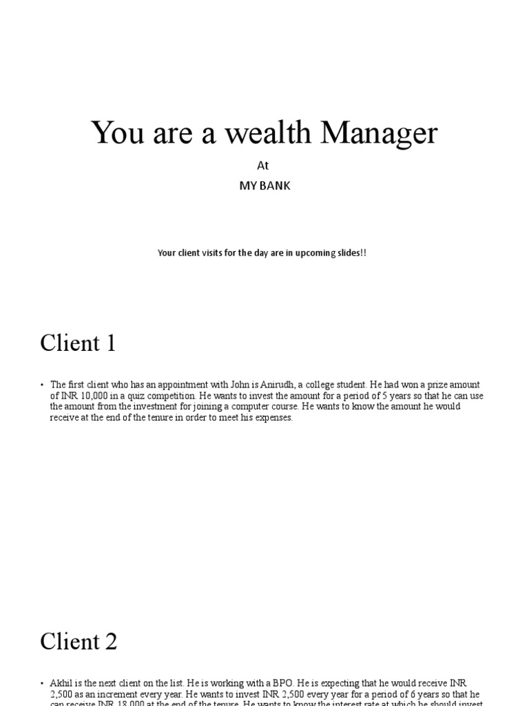 Wealth Management Client Investment Plans | PDF | Present Value ...