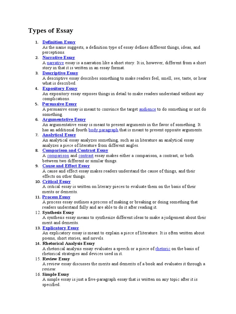 Types of Essay | PDF | Essays | Writers