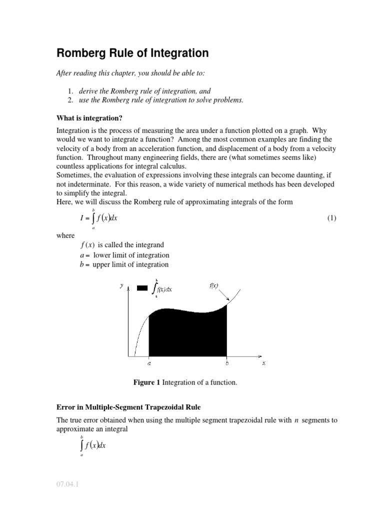 Romberg Integration Guide | PDF | Integral | Function (Mathematics)