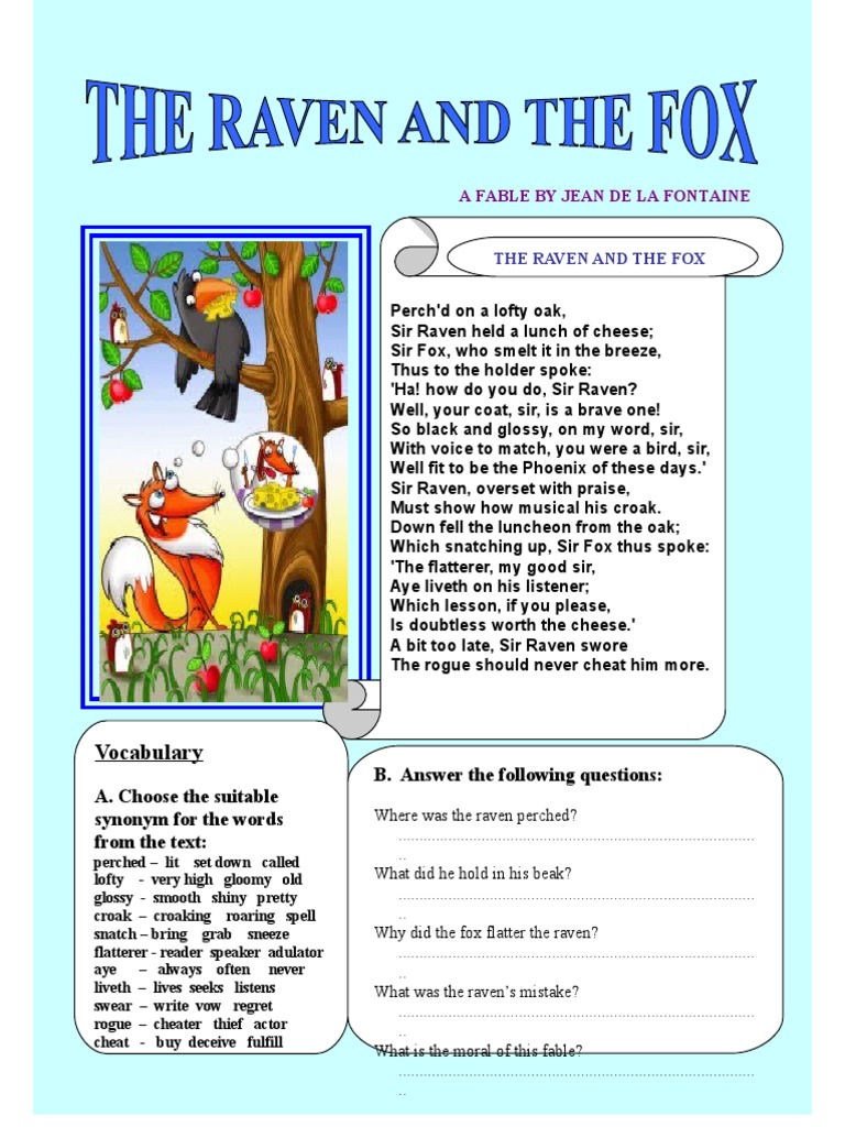 The Raven and The Fox | PDF | Short Stories | Fable