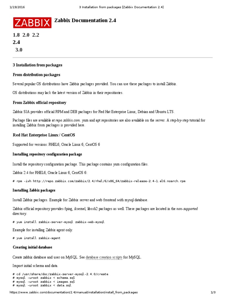 3 Installation From Packages (Zabbix Documentation 2 | PDF | My Sql | Software Repository
