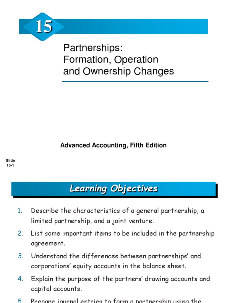 Chapter 15 (Partnerships Formation, Operation and Ownership Changes ...