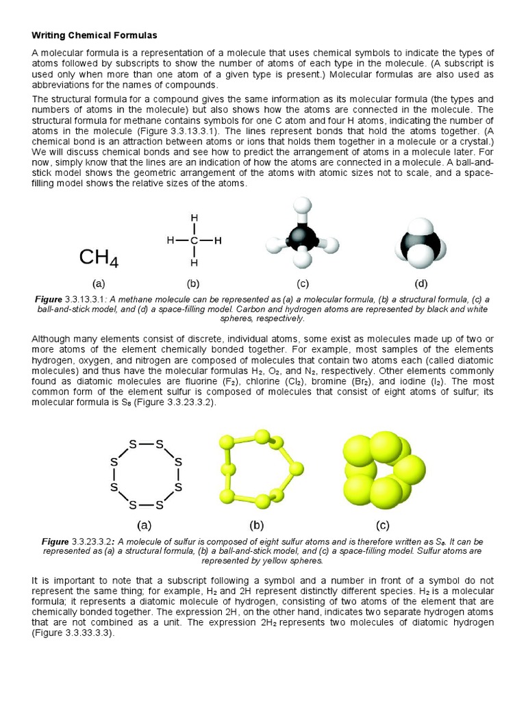 Writing Chemical Formulas Guide | PDF | Molecules | Chemical Compounds