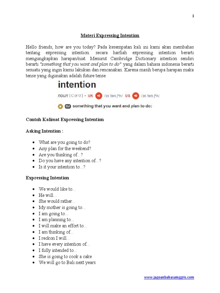 Materi Expressing Intention | PDF