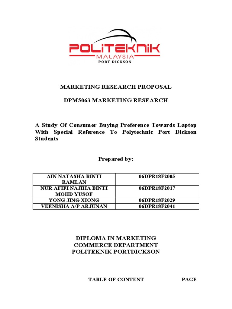 Marketing Research Proposal | PDF
