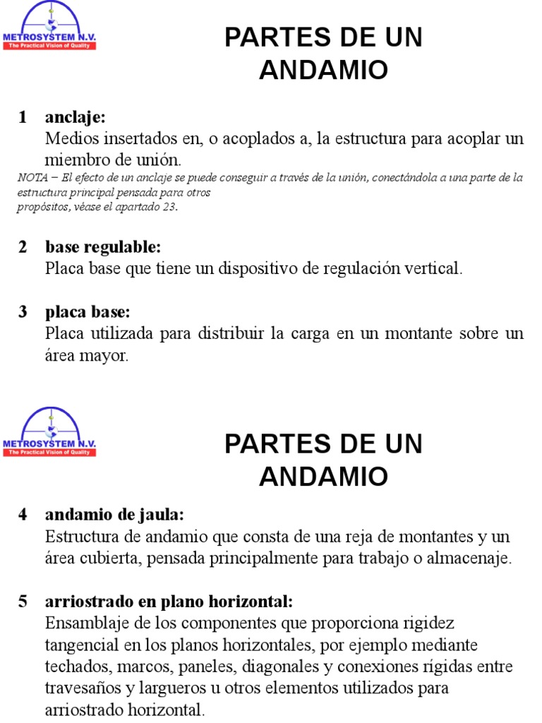 Tema 4 Partes de Un Andamio | PDF | Andamio | Bienes manufacturados