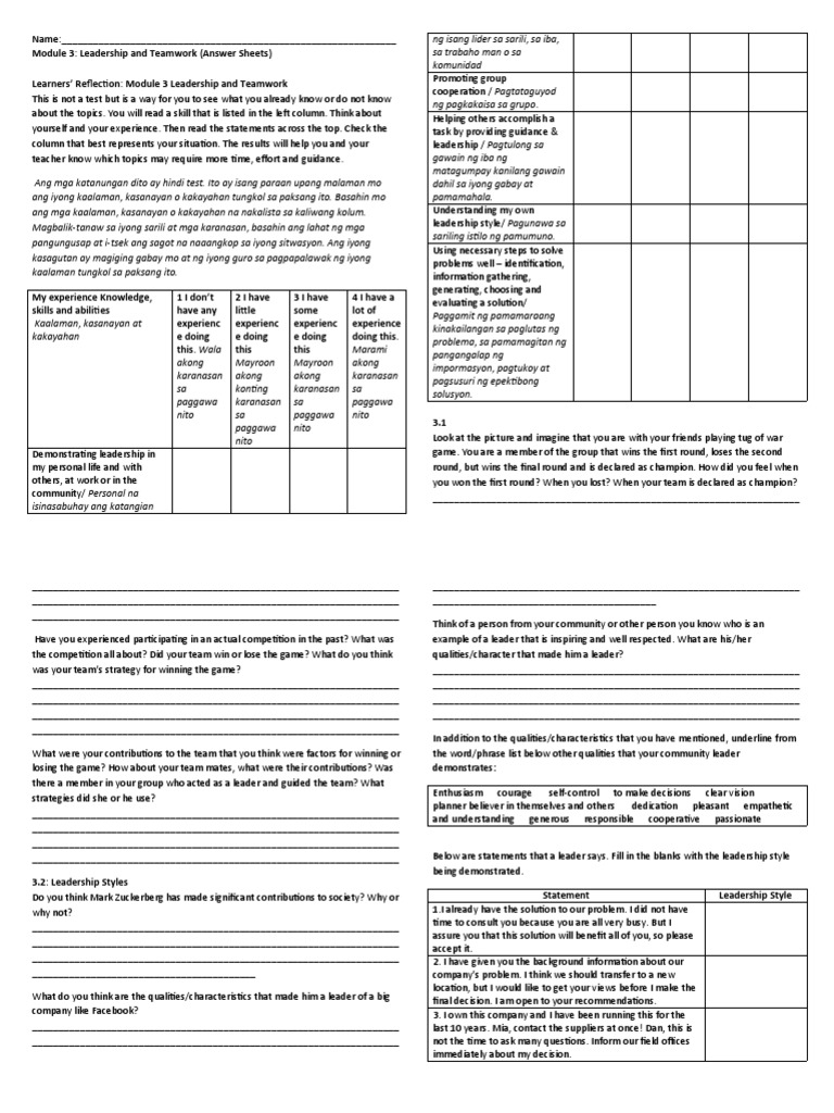Module 3 Jhs Answer Sheet | PDF