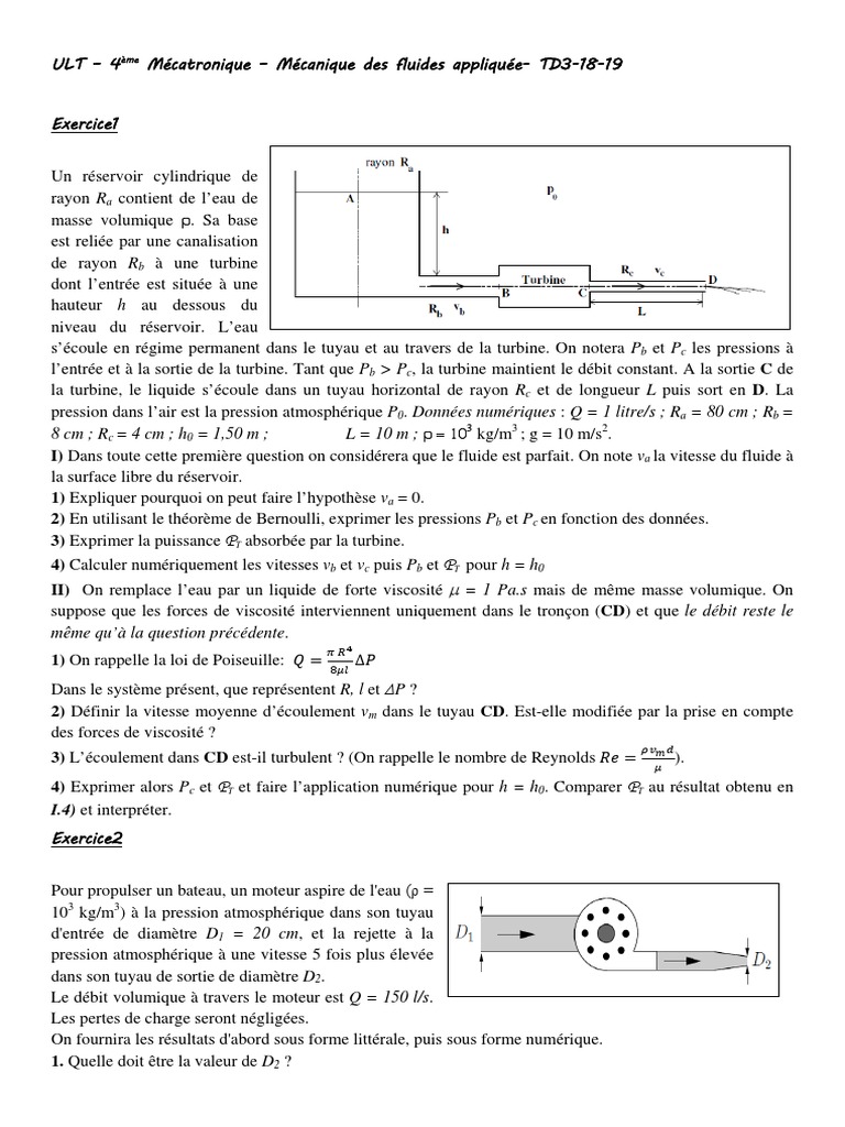 TD Fluide | PDF | Pression | Dynamique des fluides