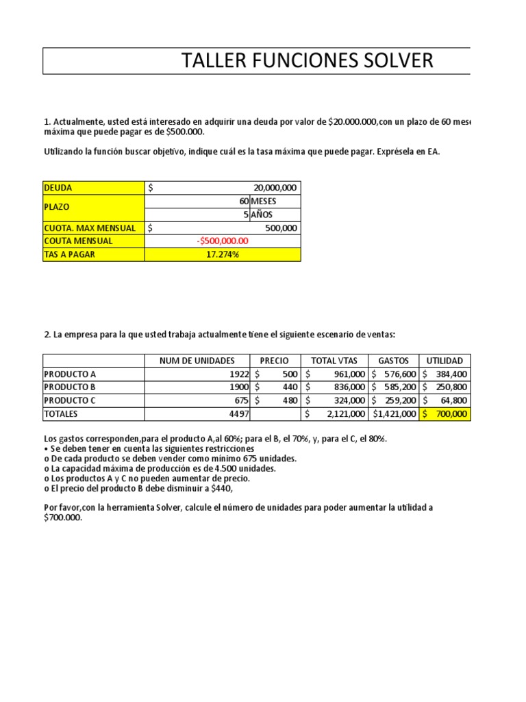 Actividad 7 - Funciones Solver | PDF