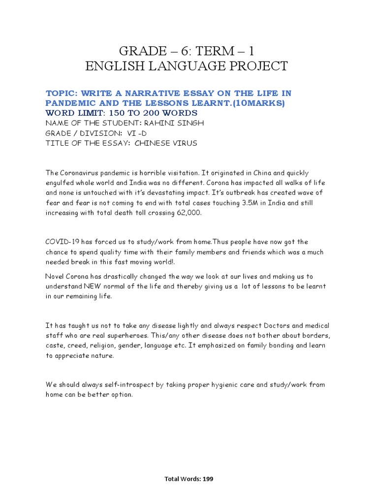 Grade - 6: Term - 1 English Language Project | PDF